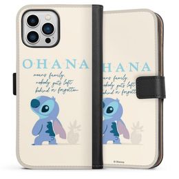 DeinDesign iPhone 13 Pro Max Handy Klapph&uuml;lle Handyh&uuml;lle aus Kunst Leder schwarz Flip Case Lilo & Stitch Disney Official Licensed Product Sideflip mit langer 