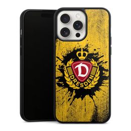 DeinDesign iPhone 15 Pro Max Handy Gallery Case Handyh&uuml;lle 9H Geh&auml;rtetes Glas R&uuml;ckseite H&uuml;lle Official Licensed Product Soccer Sg Dynamo Dresden Gallery Case