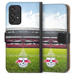 DeinDesign Galaxy A33 5G Handy Klapph&uuml;lle Handyh&uuml;lle aus Kunst Leder schwarz Flip Case Rb Leipzig Stadium Official Licensed Product Sideflip mit langer Lasche