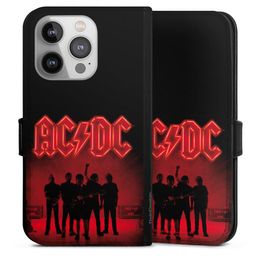 DeinDesign iPhone 14 Pro Handy Klapph&uuml;lle Handyh&uuml;lle aus Kunst Leder schwarz Flip Case Band Acdc Official Licensed Product Sideflip mit langer Lasche