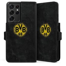 DeinDesign Galaxy S21 Ultra 5G Handy Klapph&uuml;lle Handyh&uuml;lle aus Kunst Leder schwarz Flip Case Bvb Borussia Dortmund Merchandise Sideflip mit Lasche