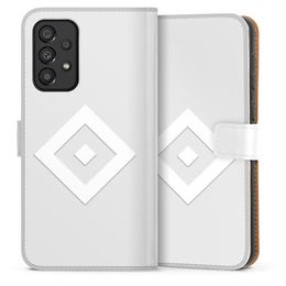 DeinDesign Galaxy A33 5G Handy Klapph&uuml;lle Handyh&uuml;lle aus Kunst Leder wei&szlig; Flip Case Coat Of Arms Hamburger Sv Hsv Sideflip mit Lasche