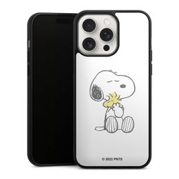 DeinDesign iPhone 15 Pro Max Handy Gallery Case Handyh&uuml;lle 9H Geh&auml;rtetes Glas R&uuml;ckseite H&uuml;lle Snoopy Love Peanuts Gallery Case