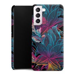 DeinDesign Galaxy S21 5G Handy Premium Case Smartphone Handyh&uuml;lle Schutzh&uuml;lle matt Colourful Neon Flowers Premium Case