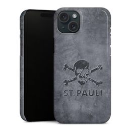 DeinDesign iPhone 15 Plus Handy Premium Case Smartphone Handyh&uuml;lle Schutzh&uuml;lle gl&auml;nzend Logo Fc St. Pauli Concrete Premium Case