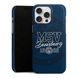 DeinDesign iPhone 15 Pro Max Handy Premium Case Smartphone Handyh&uuml;lle Schutzh&uuml;lle gl&auml;nzend Soccer Merchandise Msv Duisburg Premium Case