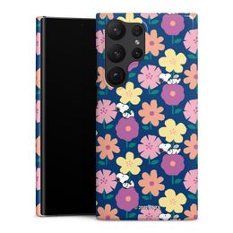DeinDesign Galaxy S23 Ultra Handy Premium Case Smartphone Handyh&uuml;lle Schutzh&uuml;lle gl&auml;nzend Muster Snoopy Flowers Premium Case