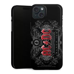 DeinDesign iPhone 15 Plus Handy Premium Case Smartphone Handyh&uuml;lle Schutzh&uuml;lle gl&auml;nzend Merchandise Black Ice Acdc Premium Case