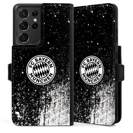 DeinDesign Galaxy S21 Ultra 5G Handy Klapph&uuml;lle Handyh&uuml;lle aus Kunst Leder schwarz Flip Case Official Licensed Product Fcb Fc Bayern M&uuml;nchen Sideflip mit Lasche
