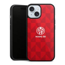 DeinDesign iPhone 15 Handy Gallery Case Handyh&uuml;lle 9H Geh&auml;rtetes Glas R&uuml;ckseite H&uuml;lle Mainz 05 Official Licensed Product Merchandise Gallery Case