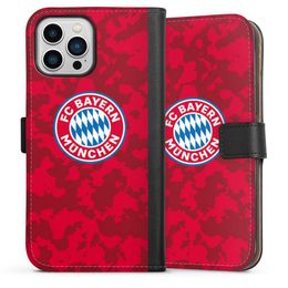 DeinDesign iPhone 13 Pro Max Handy Klapph&uuml;lle Handyh&uuml;lle aus Kunst Leder schwarz Flip Case Camouflage Fcb Fc Bayern M&uuml;nchen Sideflip mit langer Lasche