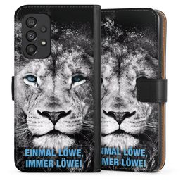 DeinDesign Galaxy A53 5G Handy Klapph&uuml;lle Handyh&uuml;lle aus Kunst Leder schwarz Flip Case Tsv 1860 M&uuml;nchen Official Licensed Product Lion Sideflip mit langer Lasche