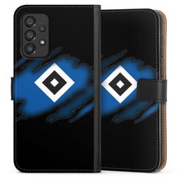 DeinDesign Galaxy A33 5G Handy Klapph&uuml;lle Handyh&uuml;lle aus Kunst Leder schwarz Flip Case Official Licensed Product Hsv Hamburger Sv Sideflip mit langer Lasche