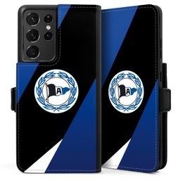 DeinDesign Galaxy S21 Ultra 5G Handy Klapph&uuml;lle Handyh&uuml;lle aus Kunst Leder schwarz Flip Case Official Licensed Product Dsc Arminia Bielefeld Sideflip mit Lasche