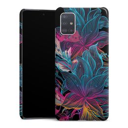 DeinDesign Galaxy A51 Handy Premium Case Smartphone Handyh&uuml;lle Schutzh&uuml;lle gl&auml;nzend Colourful Flowers Neon Premium Case