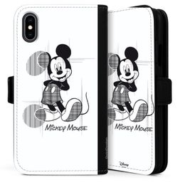 DeinDesign iPhone X Handy Klapph&uuml;lle Handyh&uuml;lle aus Kunst Leder schwarz Flip Case Mickey Mouse Disney Official Licensed Product Sideflip mit langer Lasche