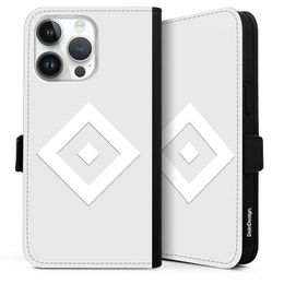 DeinDesign iPhone 14 Pro Max Handy Klapph&uuml;lle Handyh&uuml;lle aus Kunst Leder schwarz Flip Case Hsv Hamburger Sv Coat Of Arms Sideflip mit Lasche