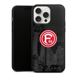 DeinDesign iPhone 15 Pro Max Handy Gallery Case Handyh&uuml;lle 9H Geh&auml;rtetes Glas R&uuml;ckseite H&uuml;lle Official Licensed Product Logo Fortuna D&uuml;sseldorf Gallery Case