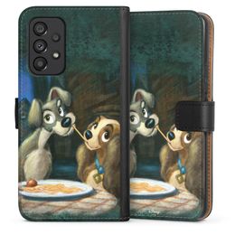 DeinDesign Galaxy A53 5G Handy Klapph&uuml;lle Handyh&uuml;lle aus Kunst Leder schwarz Flip Case Official Licensed Product Lady And The Tramp Disney Sideflip mit langer 