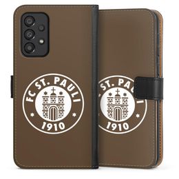 DeinDesign Galaxy A33 5G Handy Klapph&uuml;lle Handyh&uuml;lle aus Kunst Leder schwarz Flip Case Fc St. Pauli Official Licensed Product Coat Of Arms Sideflip mit langer 