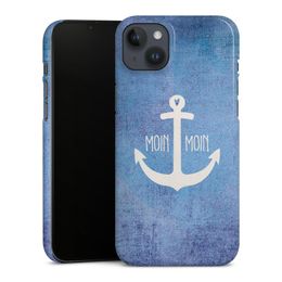 DeinDesign iPhone 14 Plus Handy Premium Case Smartphone Handyh&uuml;lle Schutzh&uuml;lle gl&auml;nzend Anchor Maritim Blue Premium Case