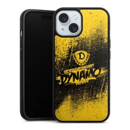 DeinDesign iPhone 15 Handy Gallery Case Handyh&uuml;lle 9H Geh&auml;rtetes Glas R&uuml;ckseite H&uuml;lle Logo Official Licensed Product Sg Dynamo Dresden Gallery Case