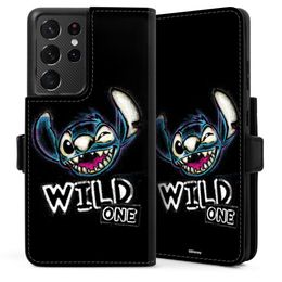 DeinDesign Galaxy S21 Ultra 5G Handy Klapph&uuml;lle Handyh&uuml;lle aus Kunst Leder schwarz Flip Case Lilo & Stitch Disney Official Licensed Product Sideflip mit Lasche