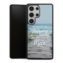 DeinDesign Galaxy S25 Ultra Handy Gallery Case Handyh&uuml;lle 9H Geh&auml;rtetes Glas R&uuml;ckseite H&uuml;lle Statement Beach Spruch Gallery Case