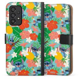 DeinDesign Galaxy A33 5G Handy Klapph&uuml;lle Handyh&uuml;lle aus Kunst Leder schwarz Flip Case Disney Movie Lilo & Stitch Sideflip mit langer Lasche