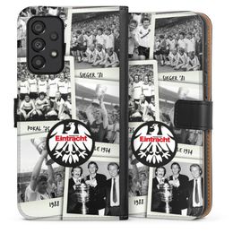 DeinDesign Galaxy A33 5G Handy Klapph&uuml;lle Handyh&uuml;lle aus Kunst Leder schwarz Flip Case Retro Eintracht Frankfurt Official Licensed Product Sideflip mit langer 