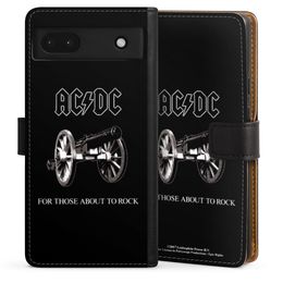 DeinDesign Google Pixel 6a Handy Klapph&uuml;lle Handyh&uuml;lle aus Kunst Leder schwarz Flip Case Music Acdc Merchandise Sideflip mit langer Lasche