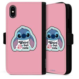 DeinDesign iPhone X Handy Klapph&uuml;lle Handyh&uuml;lle aus Kunst Leder schwarz Flip Case Lilo & Stitch Disney Sayings Sideflip mit langer Lasche