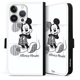 DeinDesign iPhone 14 Pro Max Handy Klapph&uuml;lle Handyh&uuml;lle aus Kunst Leder schwarz Flip Case Mickey Mouse Disney Official Licensed Product Sideflip mit Lasche