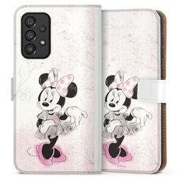 DeinDesign Galaxy A33 5G Handy Klapph&uuml;lle Handyh&uuml;lle aus Kunst Leder wei&szlig; Flip Case Minnie Mouse Vintage Disney Sideflip mit Lasche