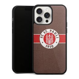 DeinDesign iPhone 15 Pro Max Handy Gallery Case Handyh&uuml;lle 9H Geh&auml;rtetes Glas R&uuml;ckseite H&uuml;lle Fc St. Pauli Logo Official Licensed Product Gallery Case
