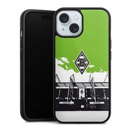 DeinDesign iPhone 15 Handy Gallery Case Handyh&uuml;lle 9H Geh&auml;rtetes Glas R&uuml;ckseite H&uuml;lle Merchandise Borussia M&ouml;nchengladbach Stadium Gallery Case