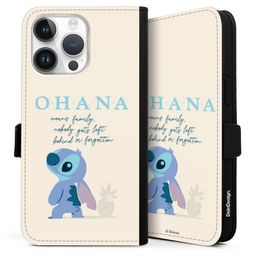 DeinDesign iPhone 14 Pro Max Handy Klapph&uuml;lle Handyh&uuml;lle aus Kunst Leder schwarz Flip Case Lilo & Stitch Disney Official Licensed Product Sideflip mit Lasche