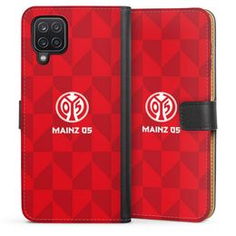 DeinDesign Galaxy A12 Handy Klapph&uuml;lle Handyh&uuml;lle aus Kunst Leder schwarz Flip Case Official Licensed Product Merchandise Mainz 05 Sideflip mit langer Lasche