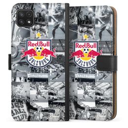 DeinDesign Galaxy A22 5G Handy Klapph&uuml;lle Handyh&uuml;lle aus Kunst Leder schwarz Flip Case Red Bull Fc Red Bull Salzburg Salzburg Sideflip mit langer Lasche