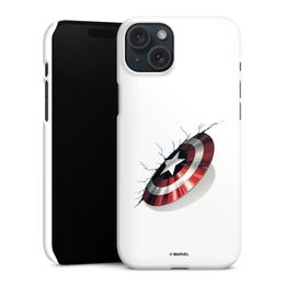 DeinDesign iPhone 15 Plus Handy Premium Case Smartphone Handyh&uuml;lle Schutzh&uuml;lle gl&auml;nzend Captain America Official Licensed Product Marvel Premium Case