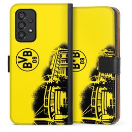 DeinDesign Galaxy A33 5G Handy Klapph&uuml;lle Handyh&uuml;lle aus Kunst Leder schwarz Flip Case Bvb Borussia Dortmund Stadium Sideflip mit langer Lasche