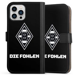 DeinDesign iPhone 13 Pro Max Handy Klapph&uuml;lle Handyh&uuml;lle aus Kunst Leder schwarz Flip Case Die Fohlen Gladbach Borussia M&ouml;nchengladbach Sideflip mit langer 
