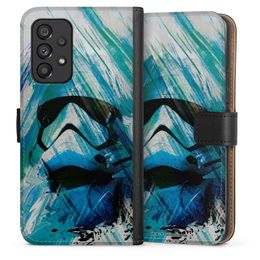 DeinDesign Galaxy A53 5G Handy Klapph&uuml;lle Handyh&uuml;lle aus Kunst Leder schwarz Flip Case Colourful Star Wars Stormtrooper Sideflip mit langer Lasche