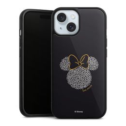 DeinDesign iPhone 15 Handy Gallery Case Handyh&uuml;lle 9H Geh&auml;rtetes Glas R&uuml;ckseite H&uuml;lle Minnie Mouse Muster Disney Gallery Case