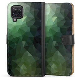 DeinDesign Galaxy A12 Handy Klapph&uuml;lle Handyh&uuml;lle aus Kunst Leder schwarz Flip Case Mosaic Geometric Tarnmuster Sideflip mit langer Lasche