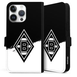 DeinDesign iPhone 14 Pro Max Handy Klapph&uuml;lle Handyh&uuml;lle aus Kunst Leder schwarz Flip Case Bmg Borussia M&ouml;nchengladbach Gladbach Sideflip mit Lasche