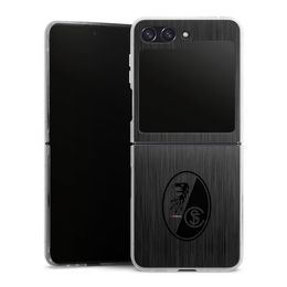 DeinDesign Galaxy Z Flip 5 Handy Hard Case Schutzh&uuml;lle transparent Smartphone Handy H&uuml;lle Metallic Look Sc Freiburg Official Licensed Product Hard Case