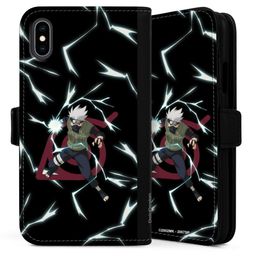 DeinDesign iPhone X Handy Klapph&uuml;lle Handyh&uuml;lle aus Kunst Leder schwarz Flip Case Naruto Shippuden Official Licensed Product Kakashi Sideflip mit langer Lasche