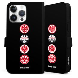 DeinDesign iPhone 14 Pro Max Handy Klapph&uuml;lle Handyh&uuml;lle aus Kunst Leder schwarz Flip Case Eintracht Frankfurt Soccer Sge Sideflip mit Lasche