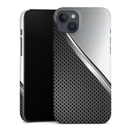 DeinDesign iPhone 14 Plus Handy Premium Case Smartphone Handyh&uuml;lle Schutzh&uuml;lle gl&auml;nzend Steel Metall Carbon Premium Case